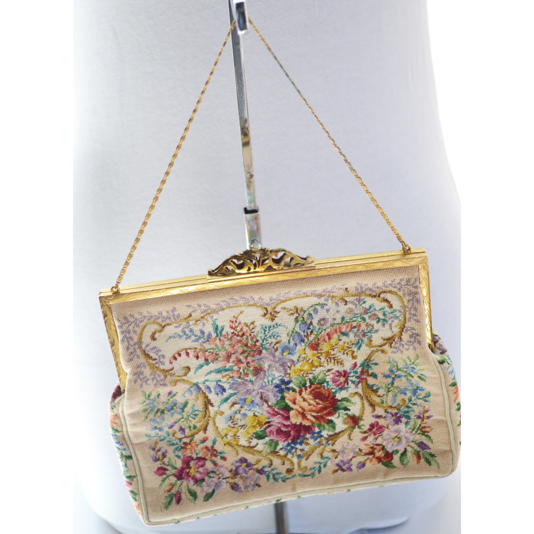 Vintage Petit Point Austrian Floral Purse By Studio Wien – Quirky Finds