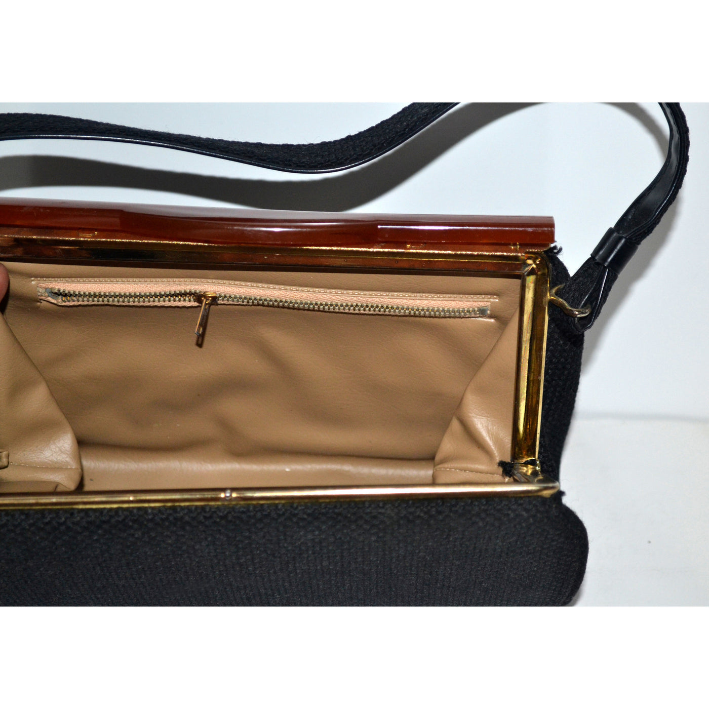 Vintage Bakelite Trimmed Black Burlap Purse – Quirky Finds