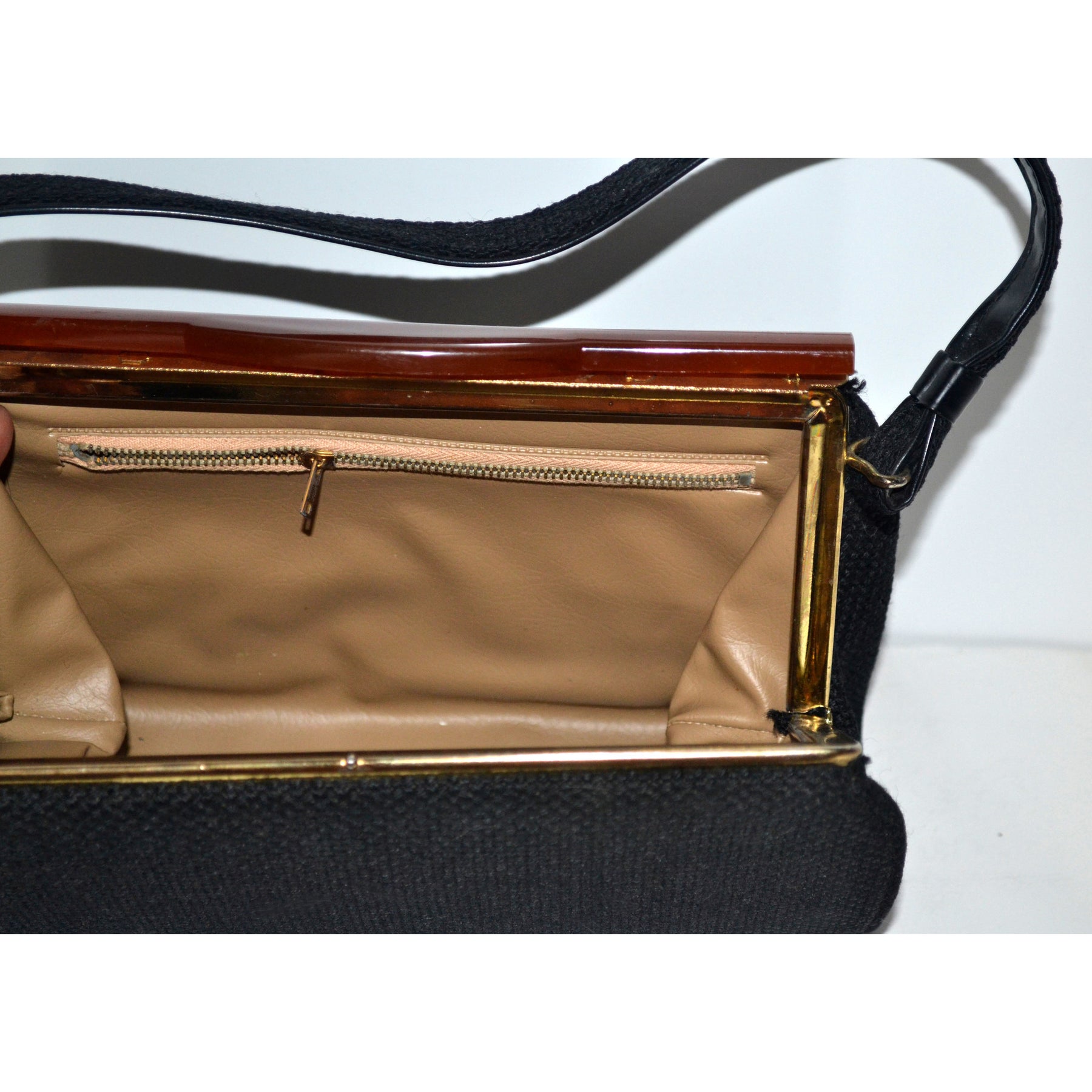 Vintage Bakelite Trimmed Black Burlap Purse – Quirky Finds