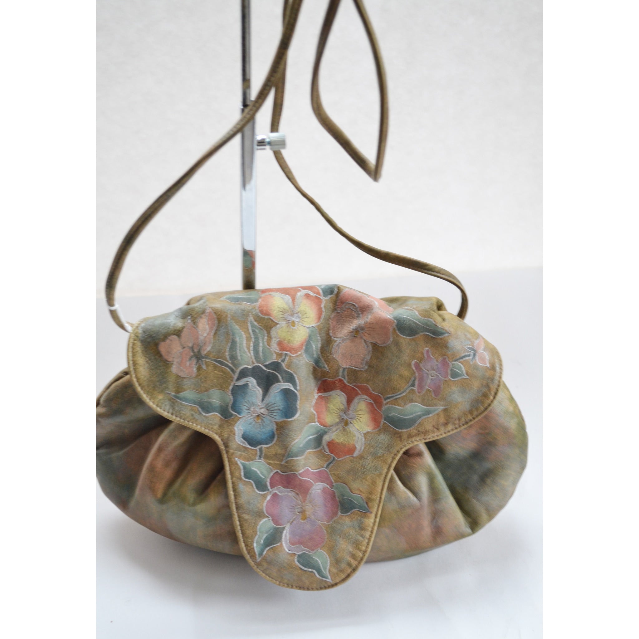 Vintage Hand Painted Floral Pouch Purse By Fancy Nancy - 1980's ...