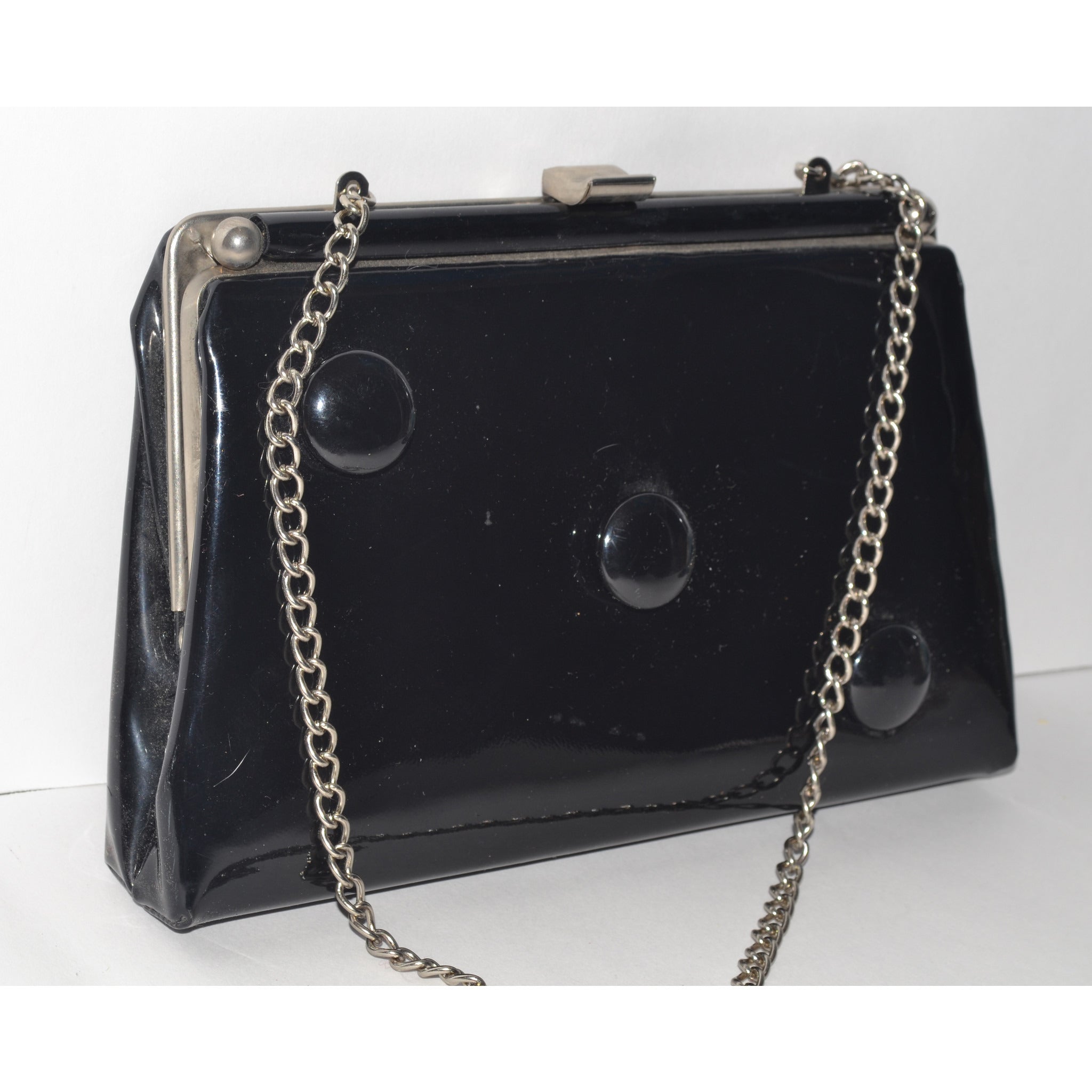 Vintage Black Patent Button Purse – Quirky Finds