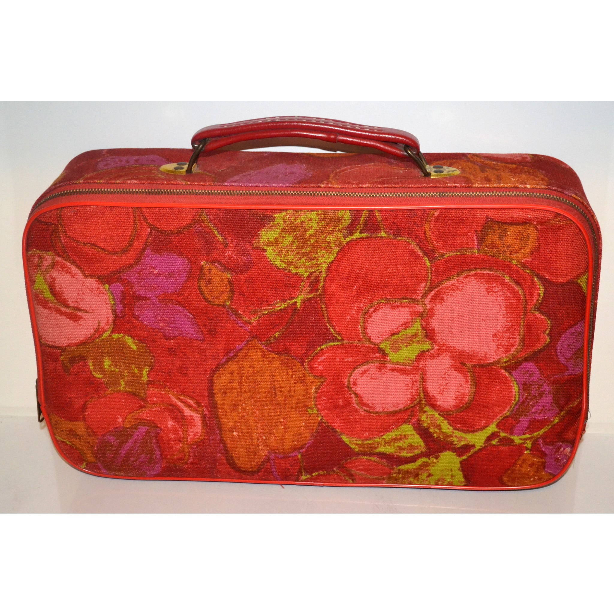 Vintage Red Floral CarryOn Suitcase Luggage – Quirky Finds
